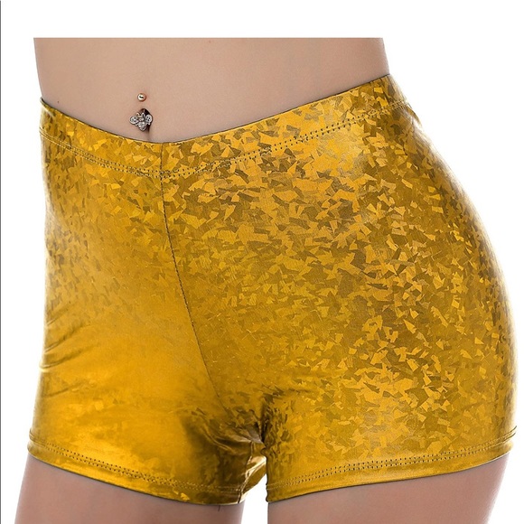 PINKPHOENIXFLY | Shorts | Trendy Golden Shimmery Shorts | Poshmark